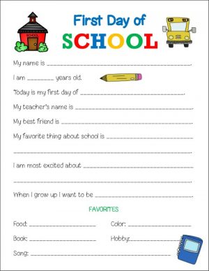 First Day of School Printable Worksheet - Life is Sweeter By Design
