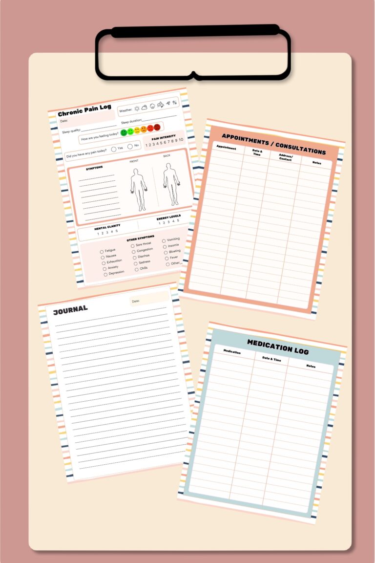 Free Printable Chronic Pain Log Kit - Life is Sweeter By Design